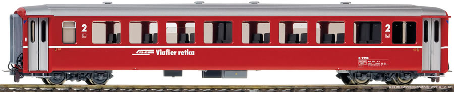 Bemo 3250151 - RhB B 2291 Einheitswagen I refit 2nd class red