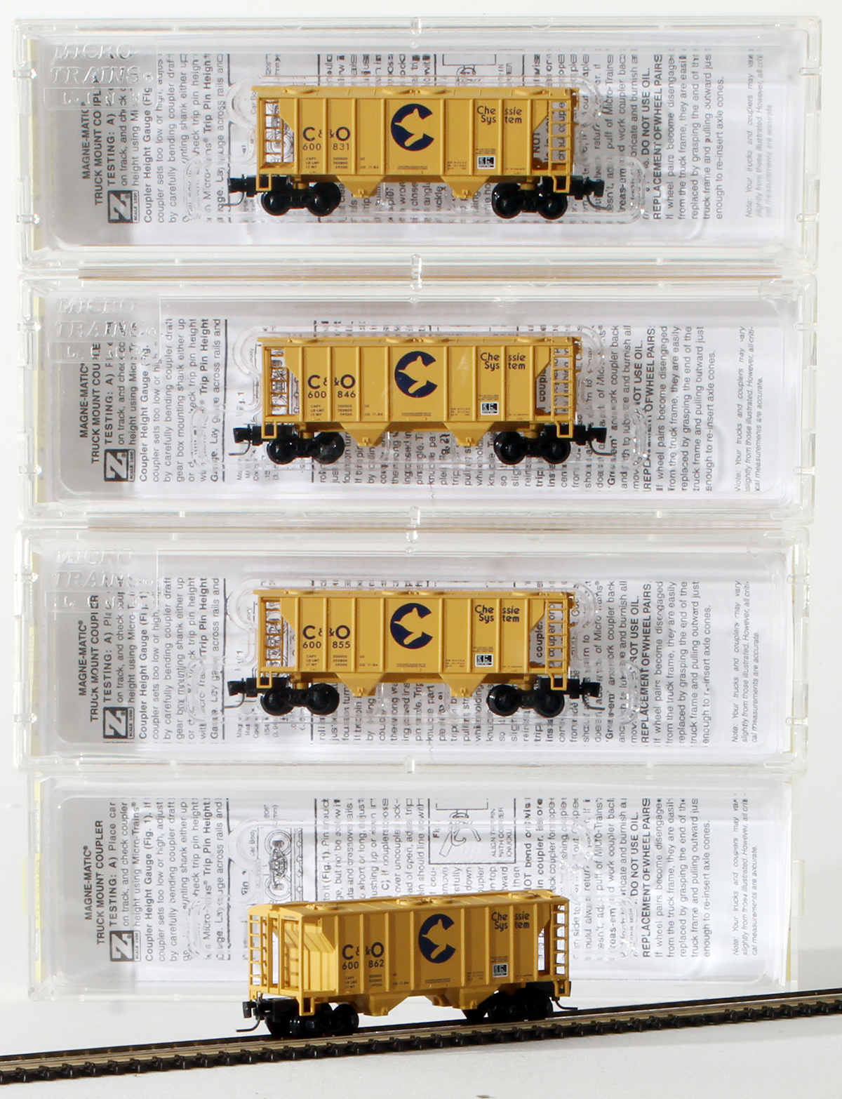 Consignment MT994-00-014 - Micro-Trains American PS-2 Hopper Car 4-Piece Set of the Chesapeake ...