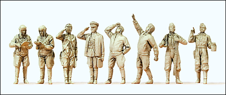 Preiser 72543 - Soviet Union WWII Unpainted Figures -- Pilots & Ground Crew pkg(8)