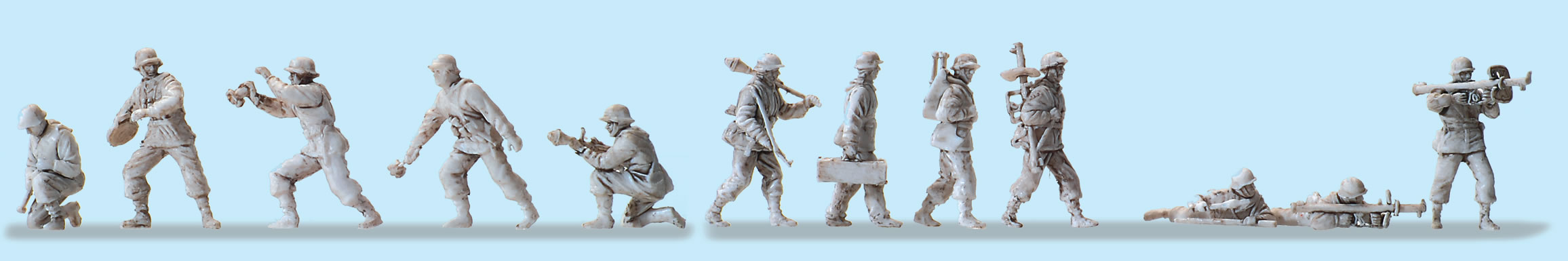 Preiser 16613 - Anti tank crew. Winter uniform 12 figures unpainted