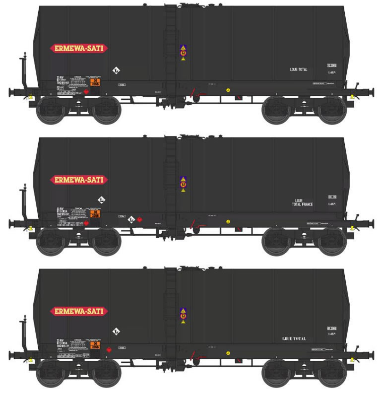 REE Modeles WB-451 - 3pc ERMEWA SATI Tank Car Set