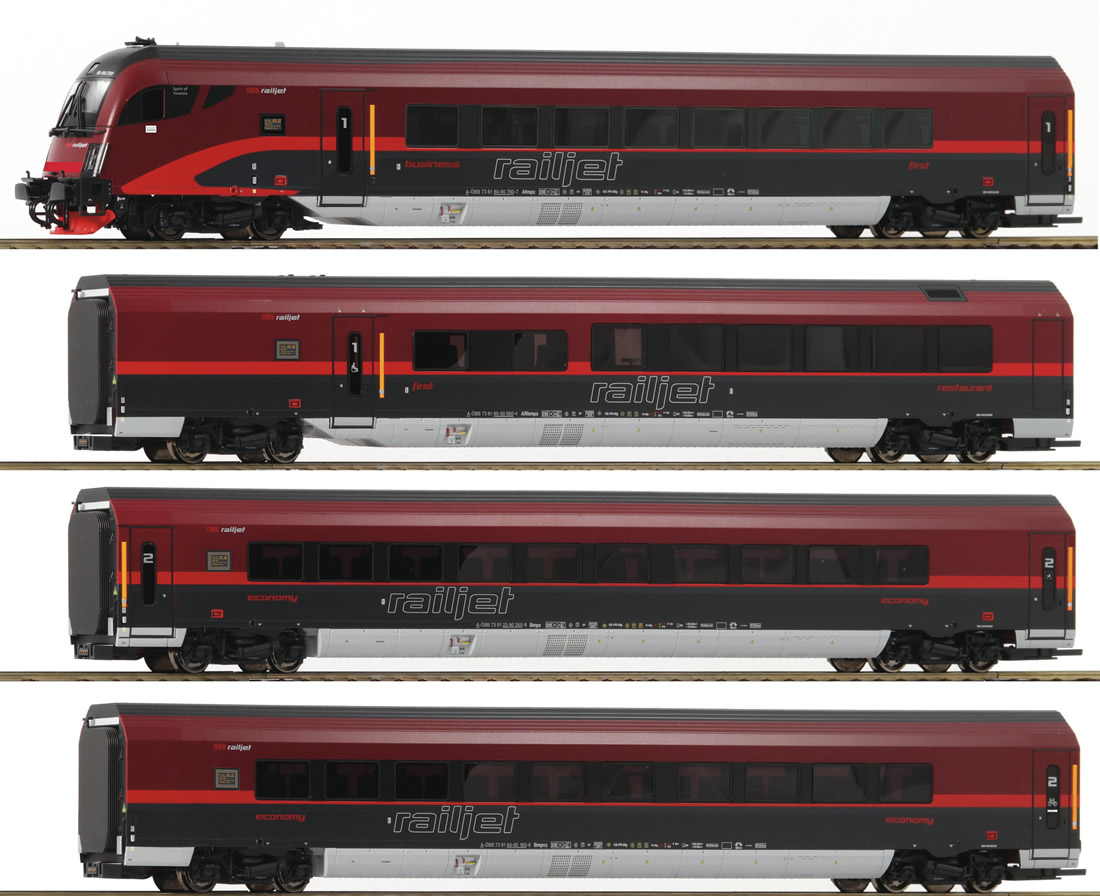 Roco 64189 - Austrian 4pc Railjet Set of the OBB - DCC